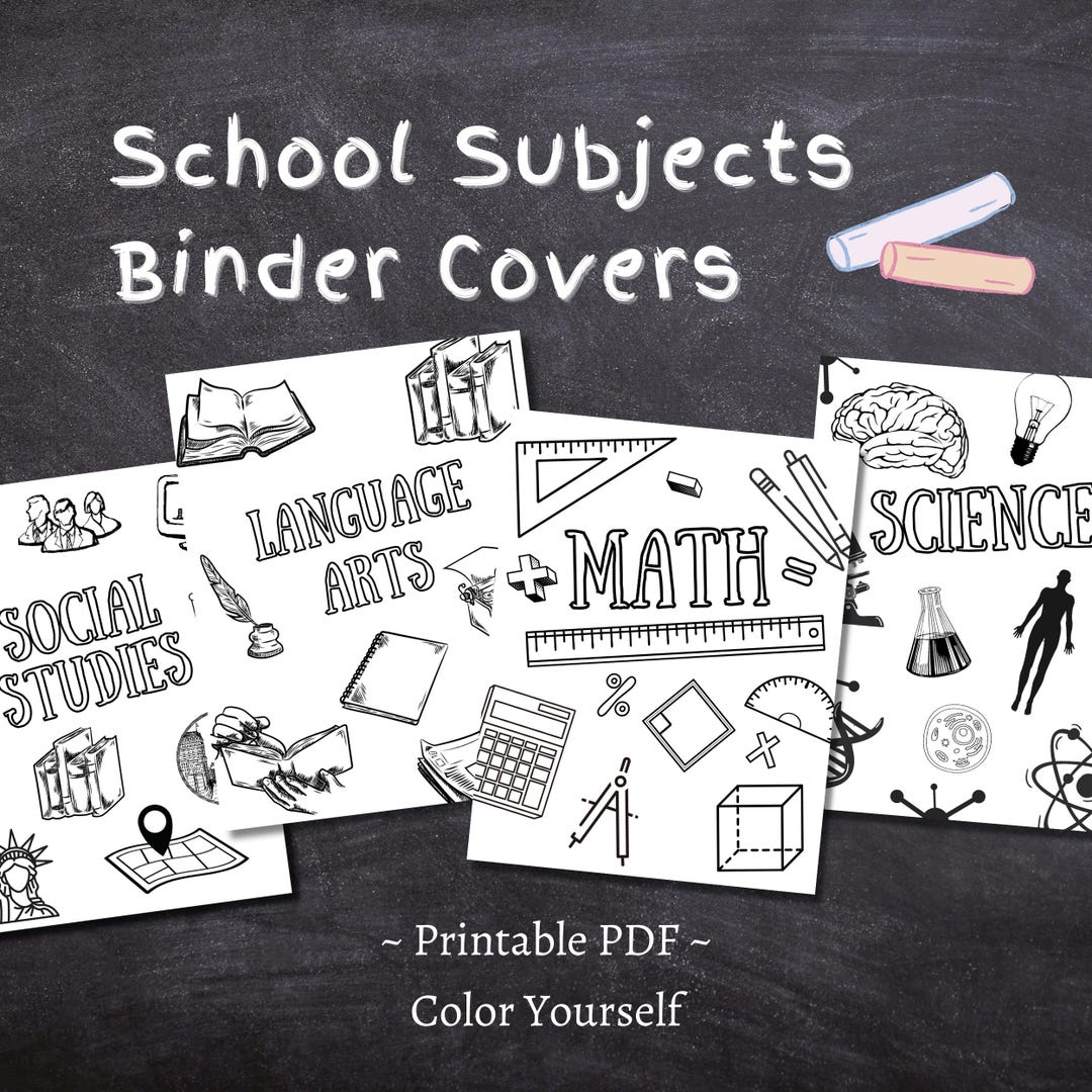 School Subjects Binder Cover Printable / Letter Size / Teacher Binder ...