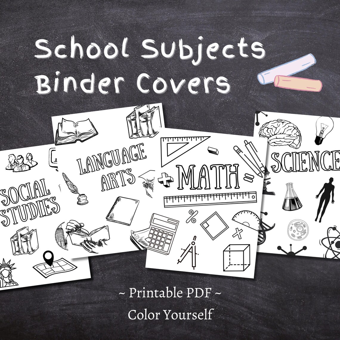 School Subjects Binder Cover Printable / Letter Size / Teacher Binder ...
