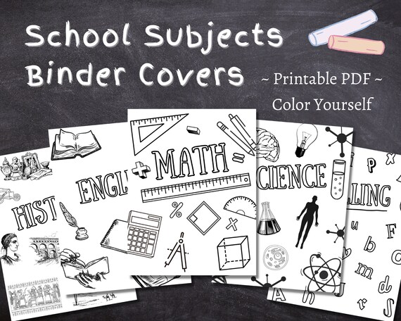 School Subjects Binder Cover Printable / Letter Size / Teacher - Etsy