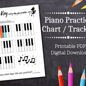 Piano Practice Chart Printable / Piano Practice Log Template / Piano ...