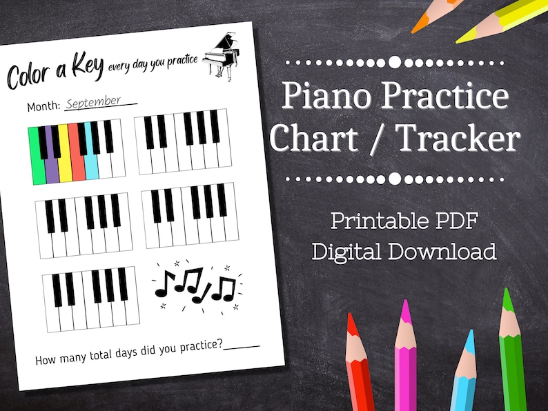 Piano Practice Chart Printable / Piano Practice Log Template / Piano ...