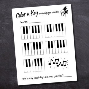Piano Practice Chart Printable / Piano Practice Log Template / Piano ...