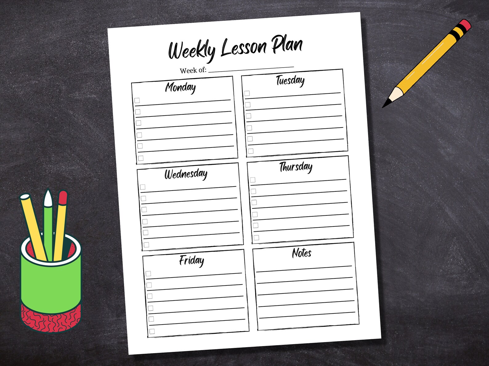 Weekly Lesson Plan Printable / Letter / Lesson Plan Template / Teacher ...
