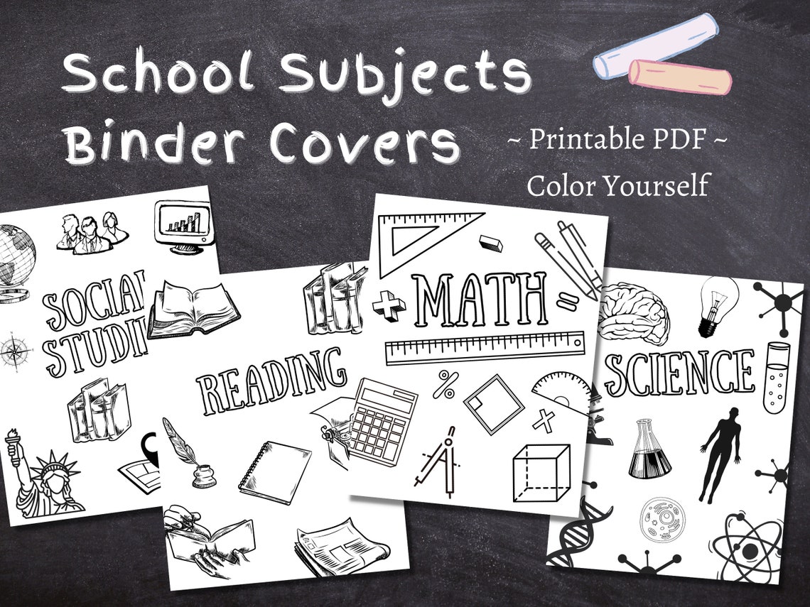 School Subjects Binder Cover Printable / Letter Size / Teacher Binder ...