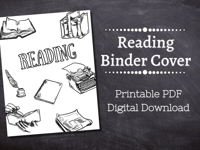 READING Binder Cover Printable / Letter Size / School Binder Cover ...