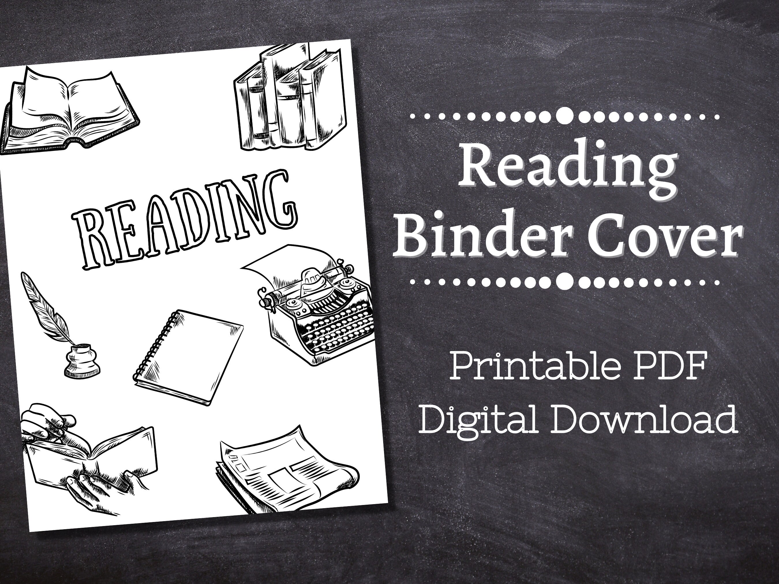 READING Binder Cover Printable / Letter Size / School Binder Cover ...