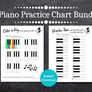 Piano Practice Chart Printable / Piano Practice Log Template / - Etsy