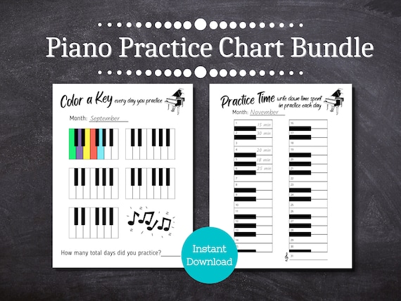 Piano Practice Chart Printable / Piano Practice Log Template / - Etsy