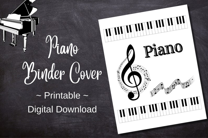 Piano Binder Cover Printable / Letter Size / School Binder Cover ...