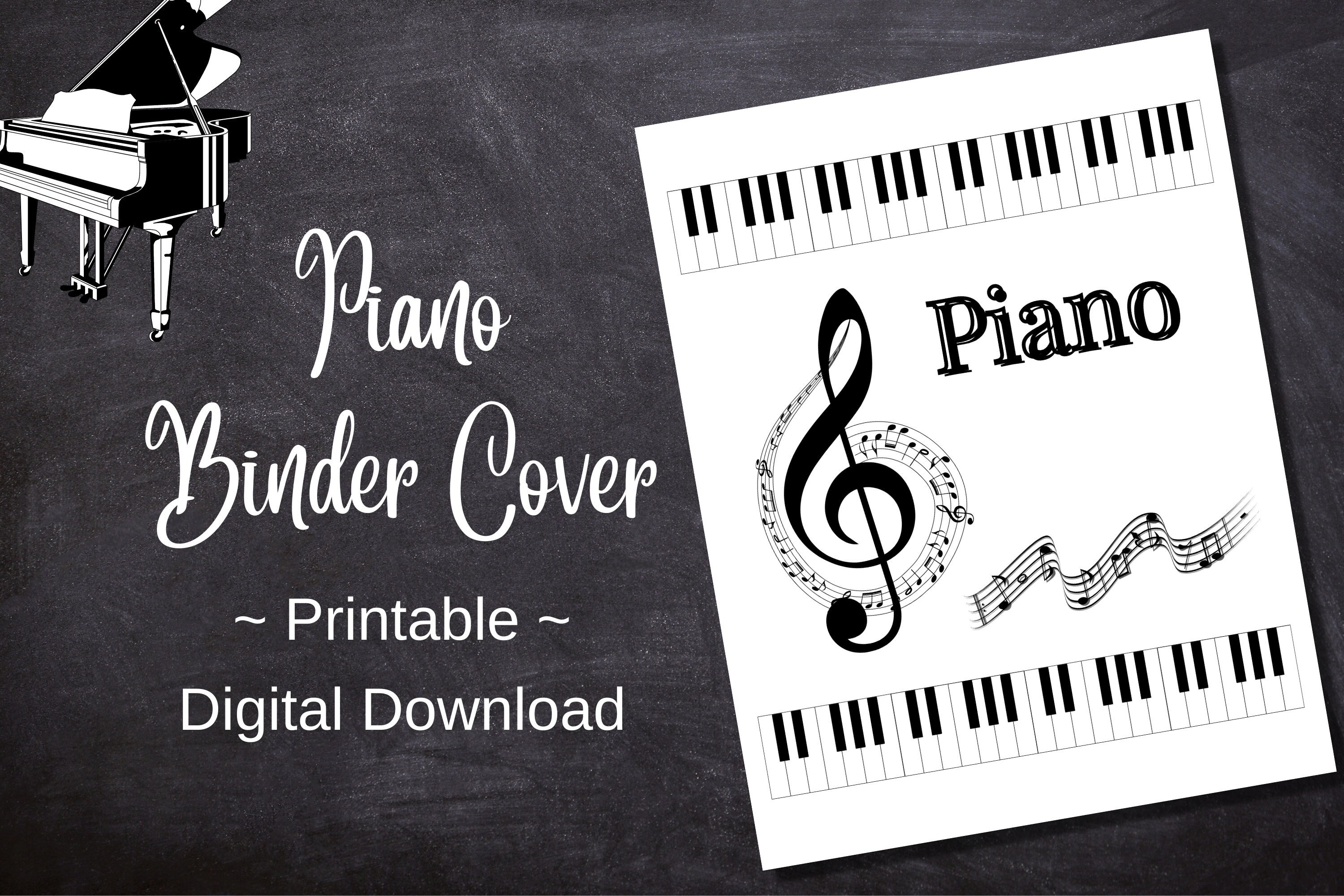 Piano Binder Cover Printable / Letter Size / School Binder Cover ...