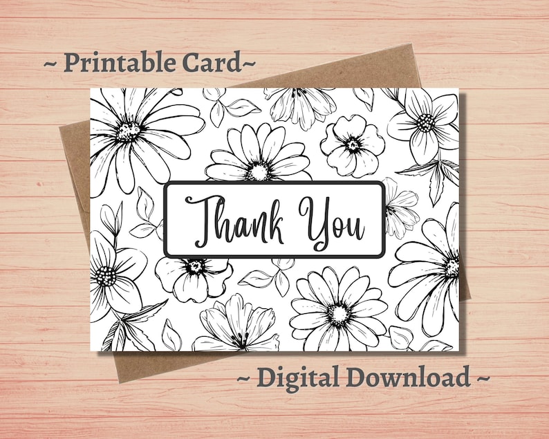 Thank You Printable Card / Thanks / Instant Download PDF / Thank You ...