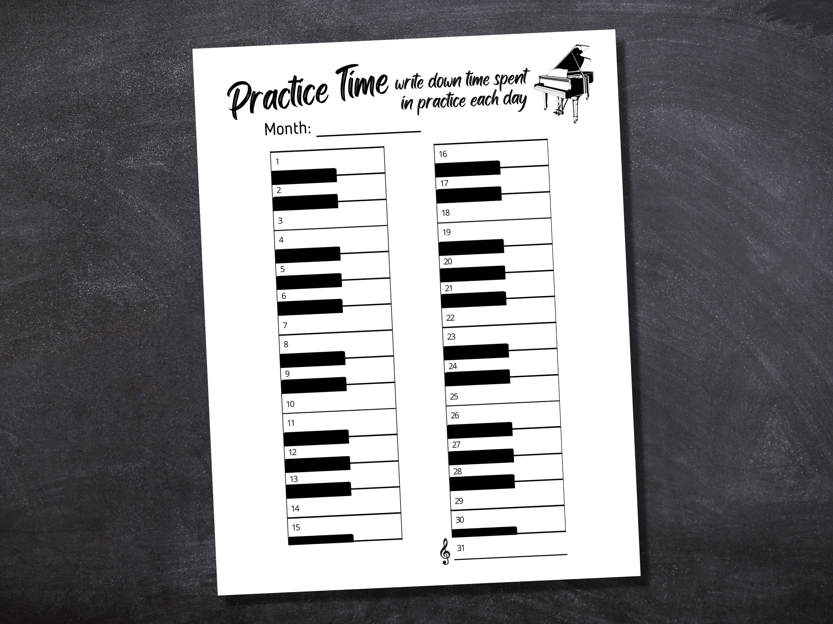 Piano Practice Time Chart Printable / Piano Practice Log - Etsy