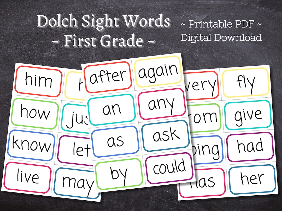 47 Dolch Sight Words First Grade Printable / 1st Grade / Sight Word ...