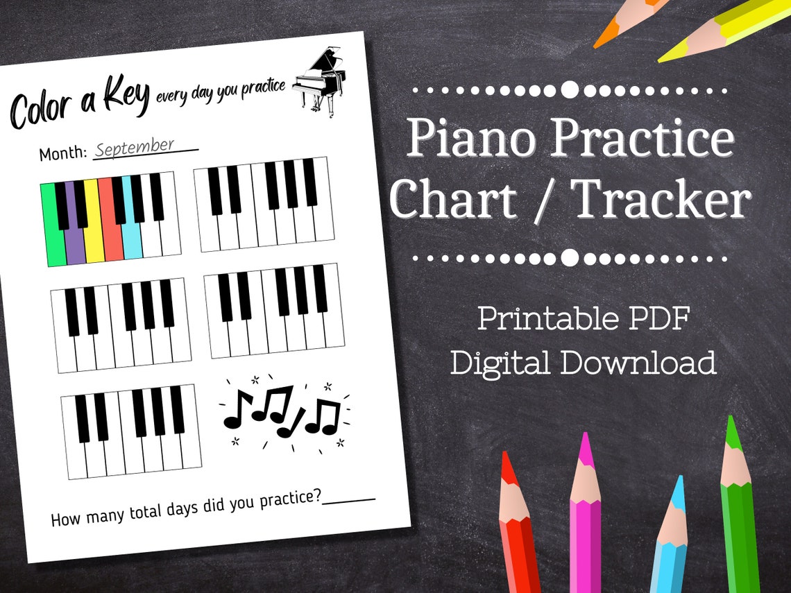 Piano Practice Chart Printable / Piano Practice Log Template / - Etsy