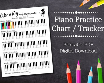 Piano Practice Chart Printable / Piano Practice Log Template / Piano ...