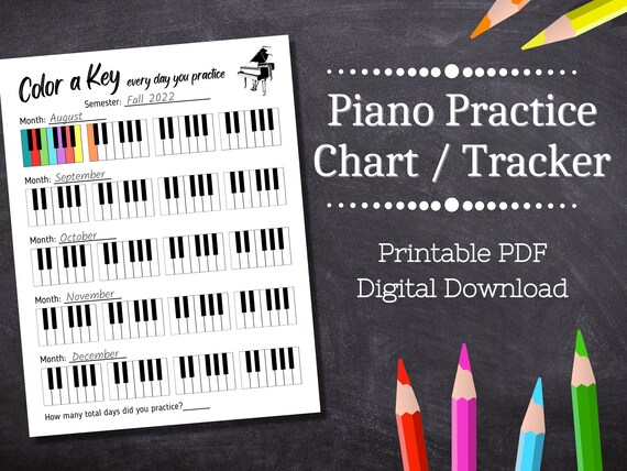 Piano Practice Chart Printable / Piano Practice Log Template / - Etsy