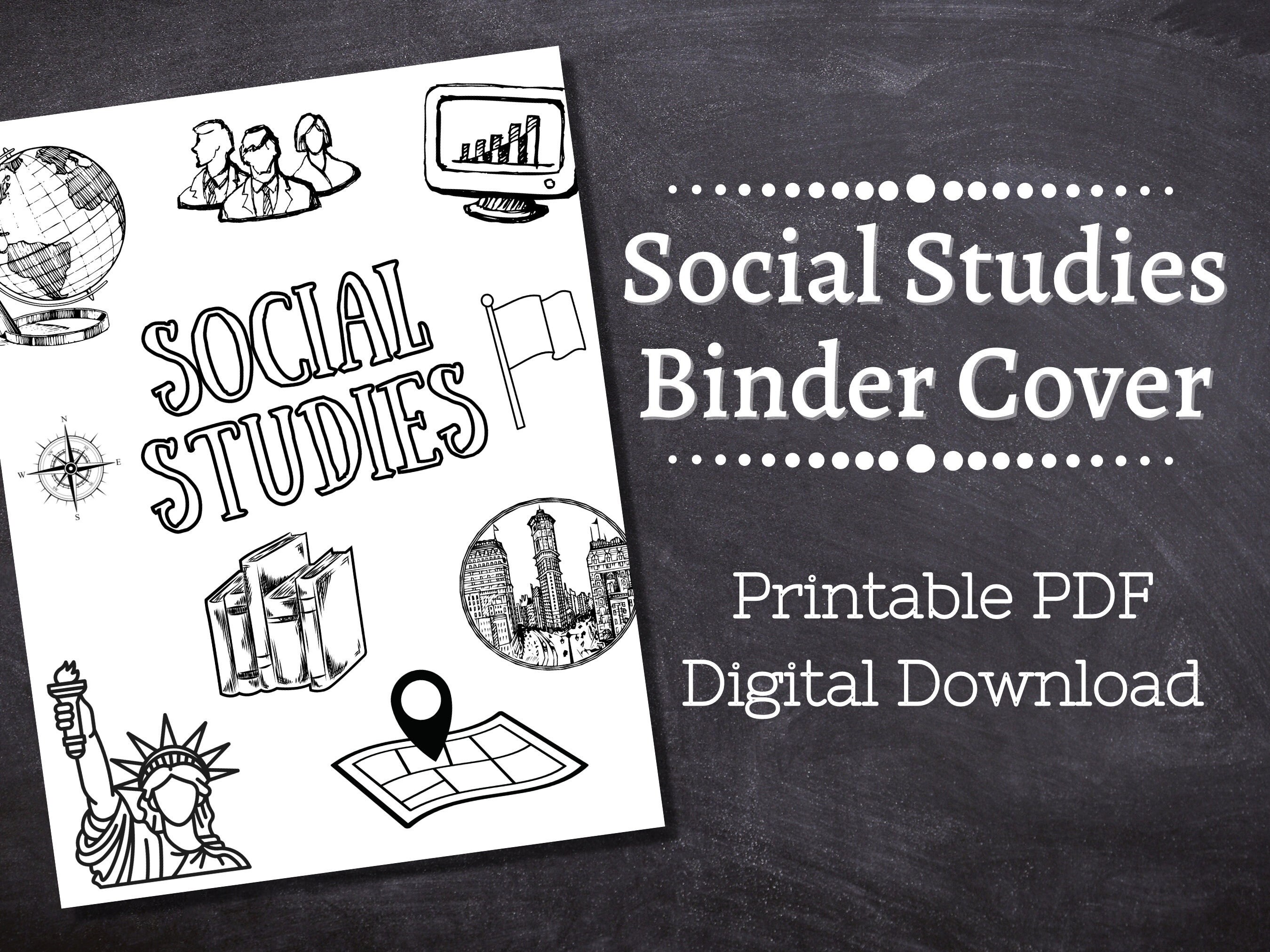 SOCIAL STUDIES Binder Cover Printable / Letter Size / School Binder ...