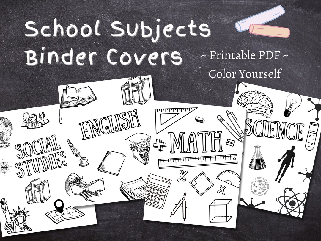 School Subjects Binder Cover Printable / Letter Size / Teacher Binder ...