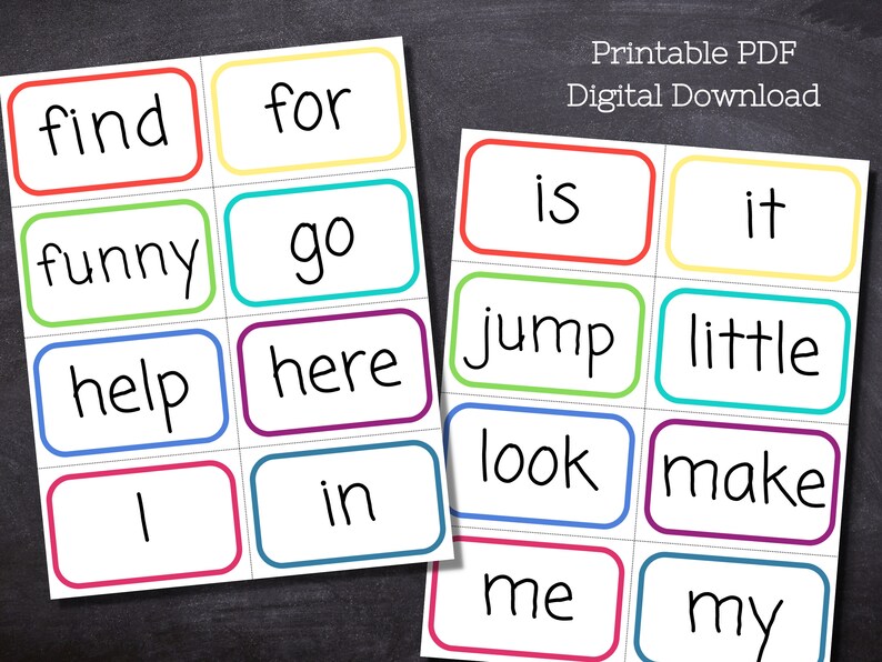 92 Dolch Sight Words Pre-primer Primer Set Printable / - Etsy