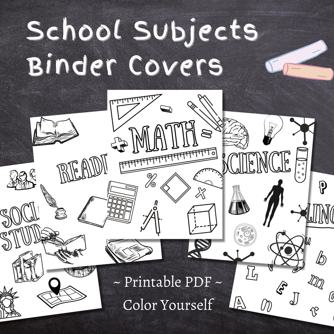 School Subjects Binder Cover Printable / Letter Size / Teacher Binder ...