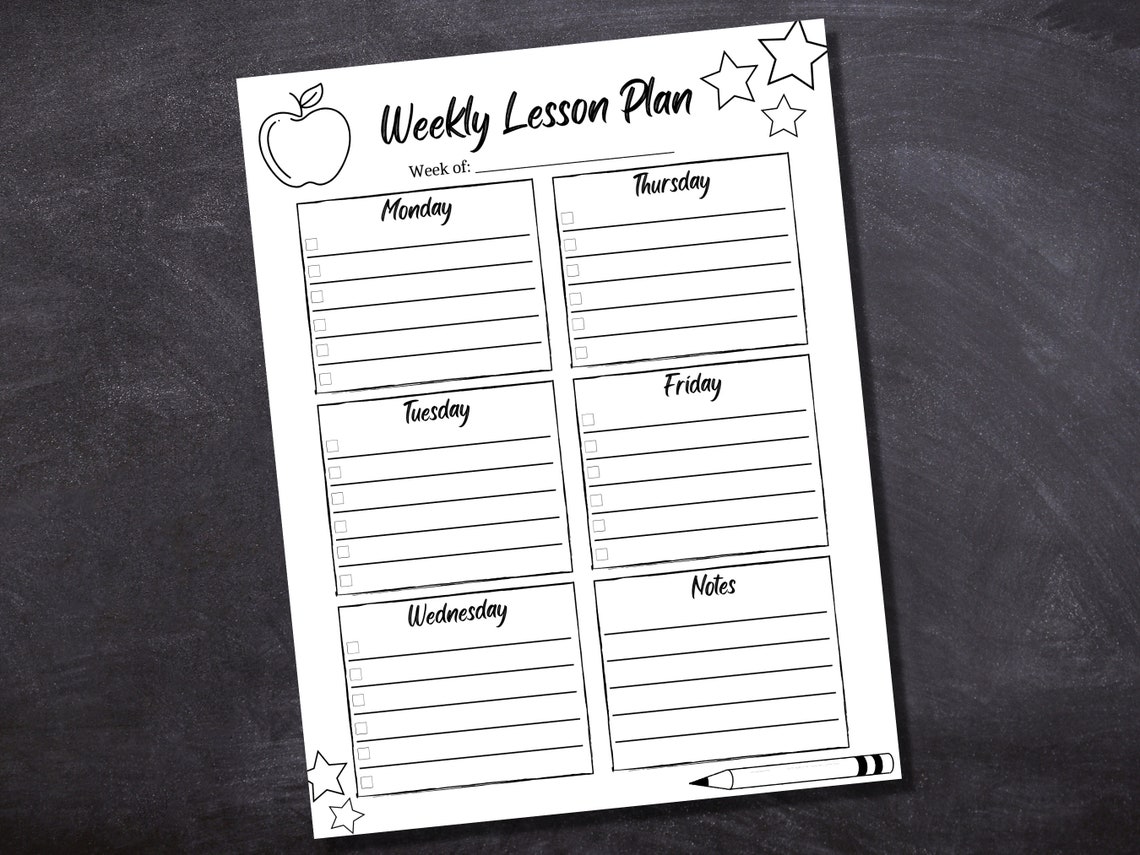 Weekly Lesson Plan Printable / Letter / Lesson Plan Template / - Etsy
