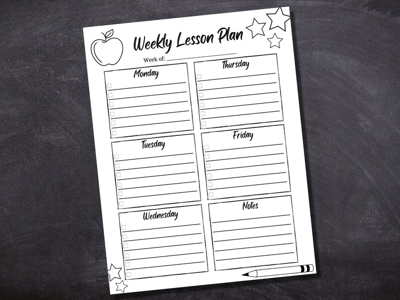 Weekly Lesson Plan Printable / Letter / Lesson Plan Template / - Etsy
