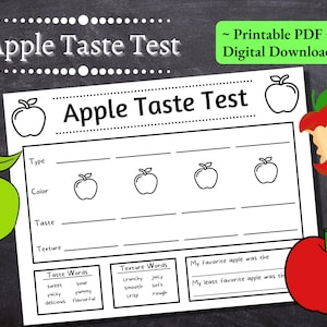 APPLE TASTE Test Activity Printable / Apple Worksheet / School / Fall ...