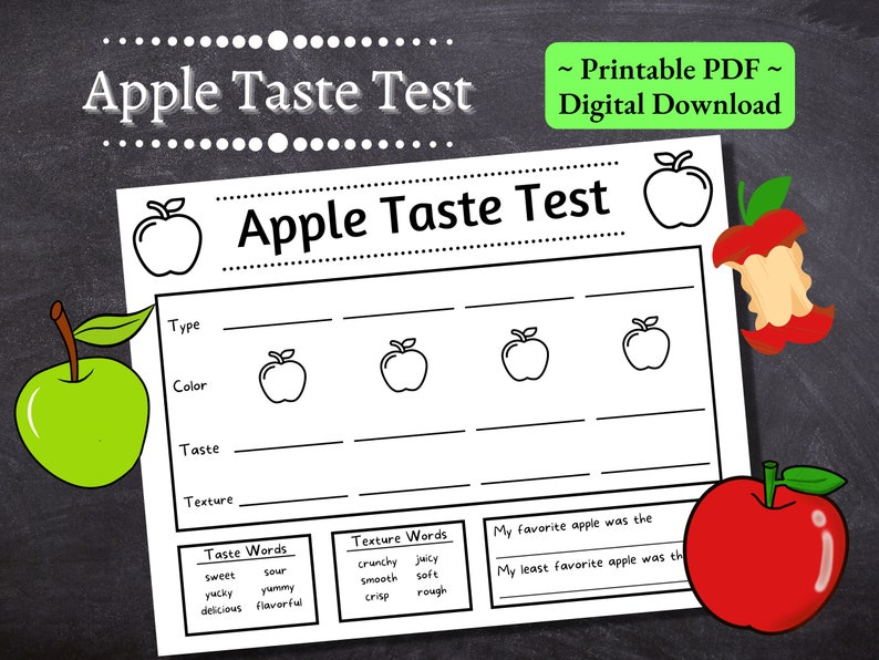 APPLE TASTE Test Activity Printable / Apple Worksheet / School / Fall ...