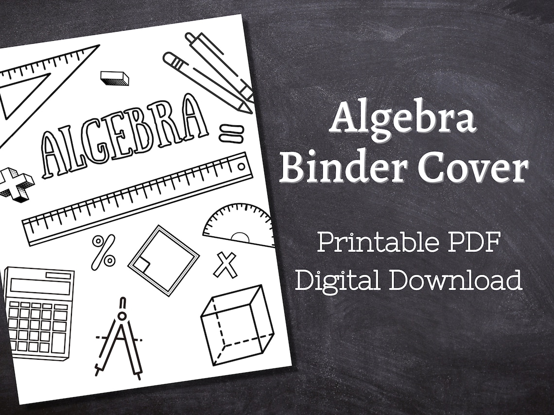 Algebra Math Binder Cover Printable / Letter Size / School Binder Cover ...