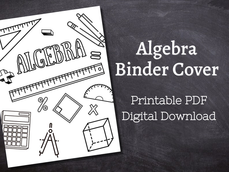Algebra Math Binder Cover Printable / Letter Size / School Binder Cover ...