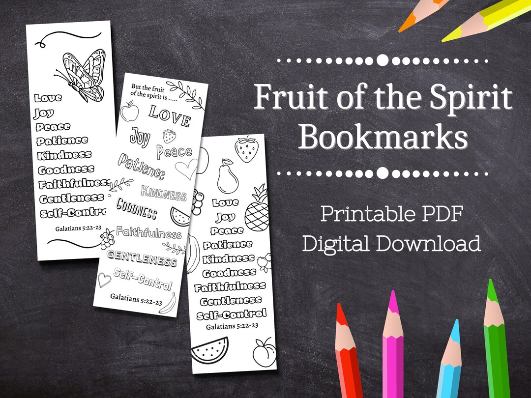 Fruit of the Spirit Bookmarks Printable / Bible Verse/ Sunday School ...