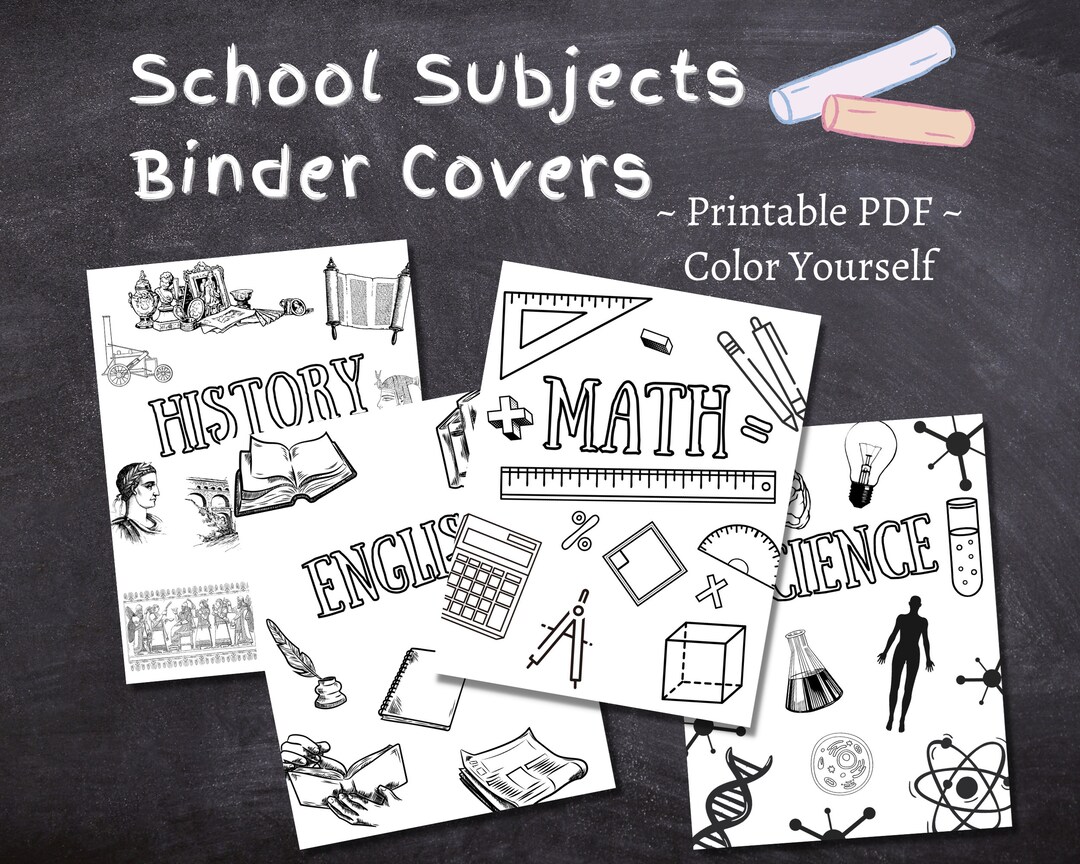 School Subjects Binder Cover Printable / Letter Size / Teacher Binder ...