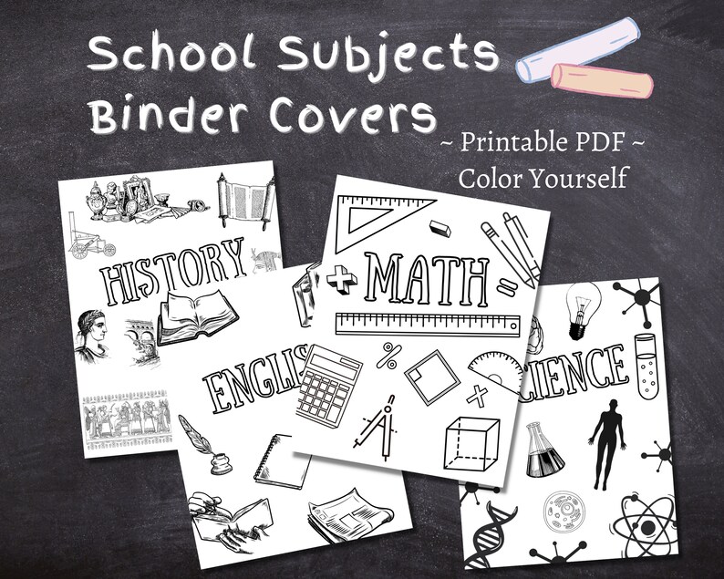 School Subjects Binder Cover Printable / Letter Size / Teacher Binder ...