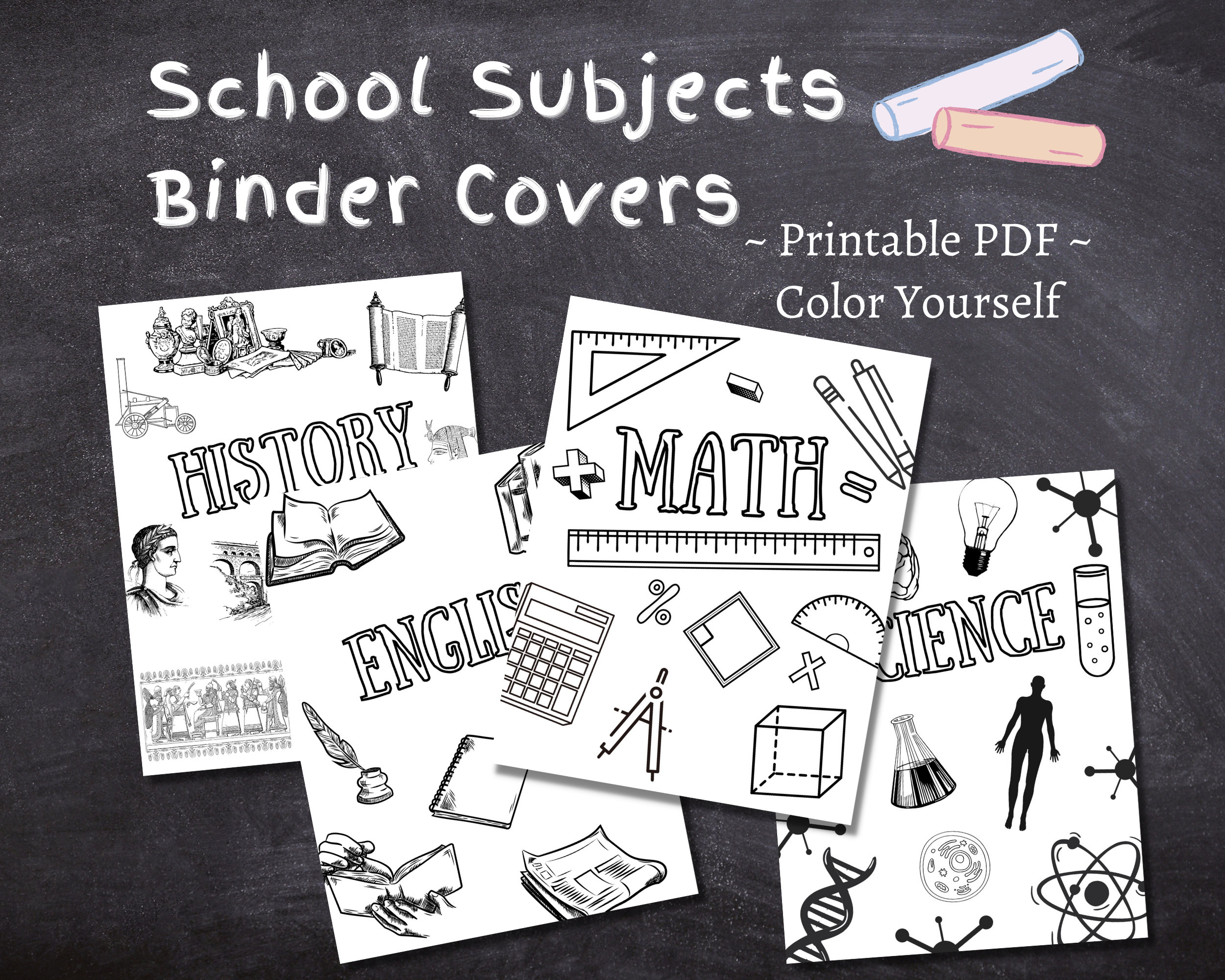 School Subjects Binder Cover Printable / Letter Size / Teacher Binder ...
