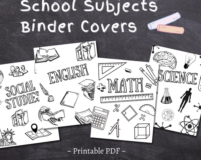 School Subjects Binder Cover Printable, Back to School, Teacher Binder ...