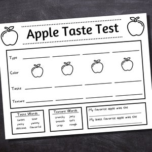 APPLE TASTE Test Activity Printable / Apple Worksheet / School / Fall ...