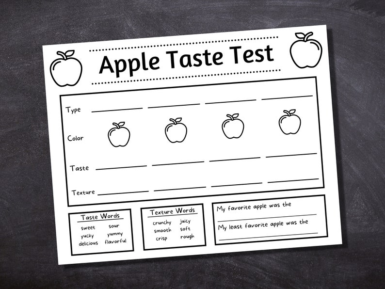 APPLE TASTE Test Activity Printable / Apple Worksheet / School / Fall ...