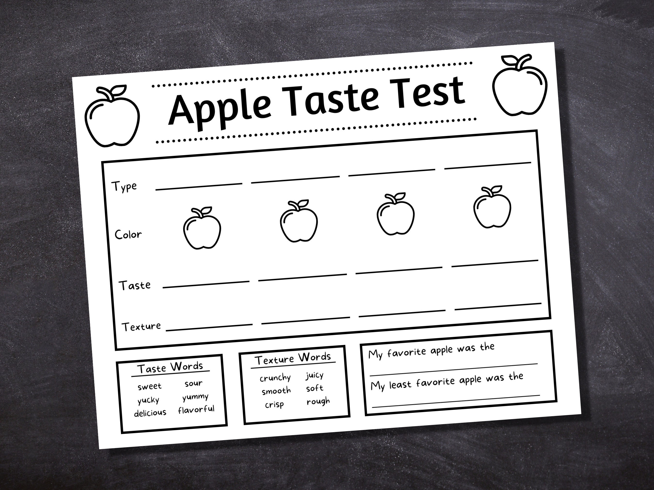 APPLE TASTE Test Activity Printable / Apple Worksheet / School / Fall ...