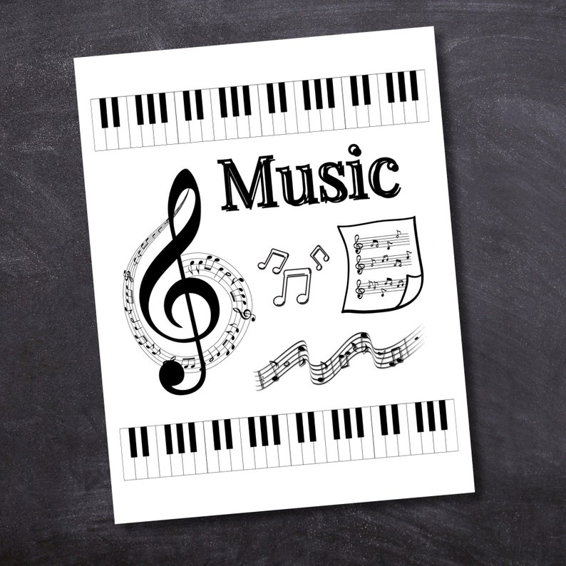MUSIC Binder Cover Printable / Letter Size / School Binder Cover ...