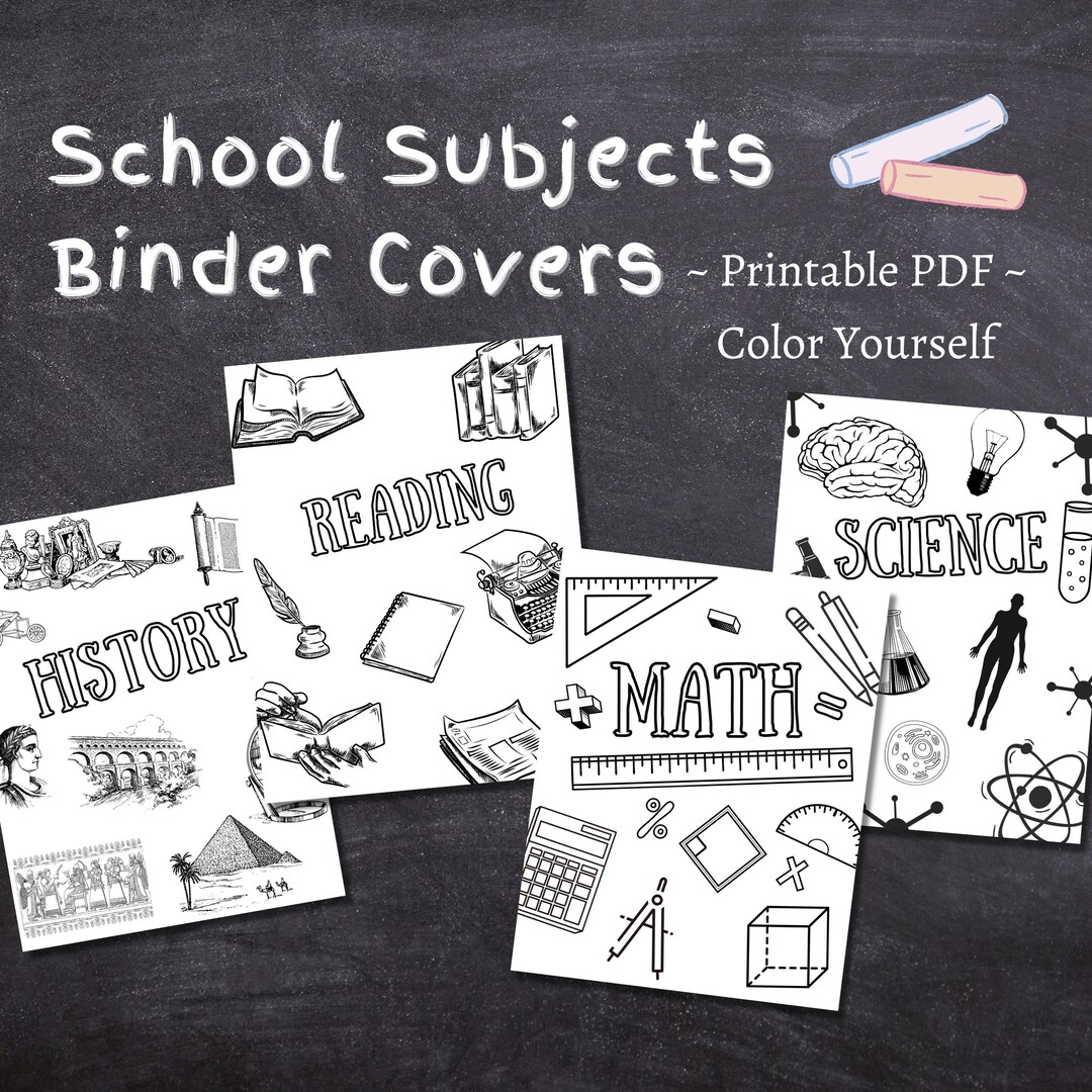 School Subjects Binder Cover Printable / Letter Size / Teacher Binder ...