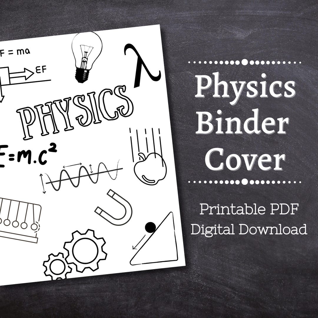 Physics Binder Cover Printable / Letter Size / School Binder Cover ...