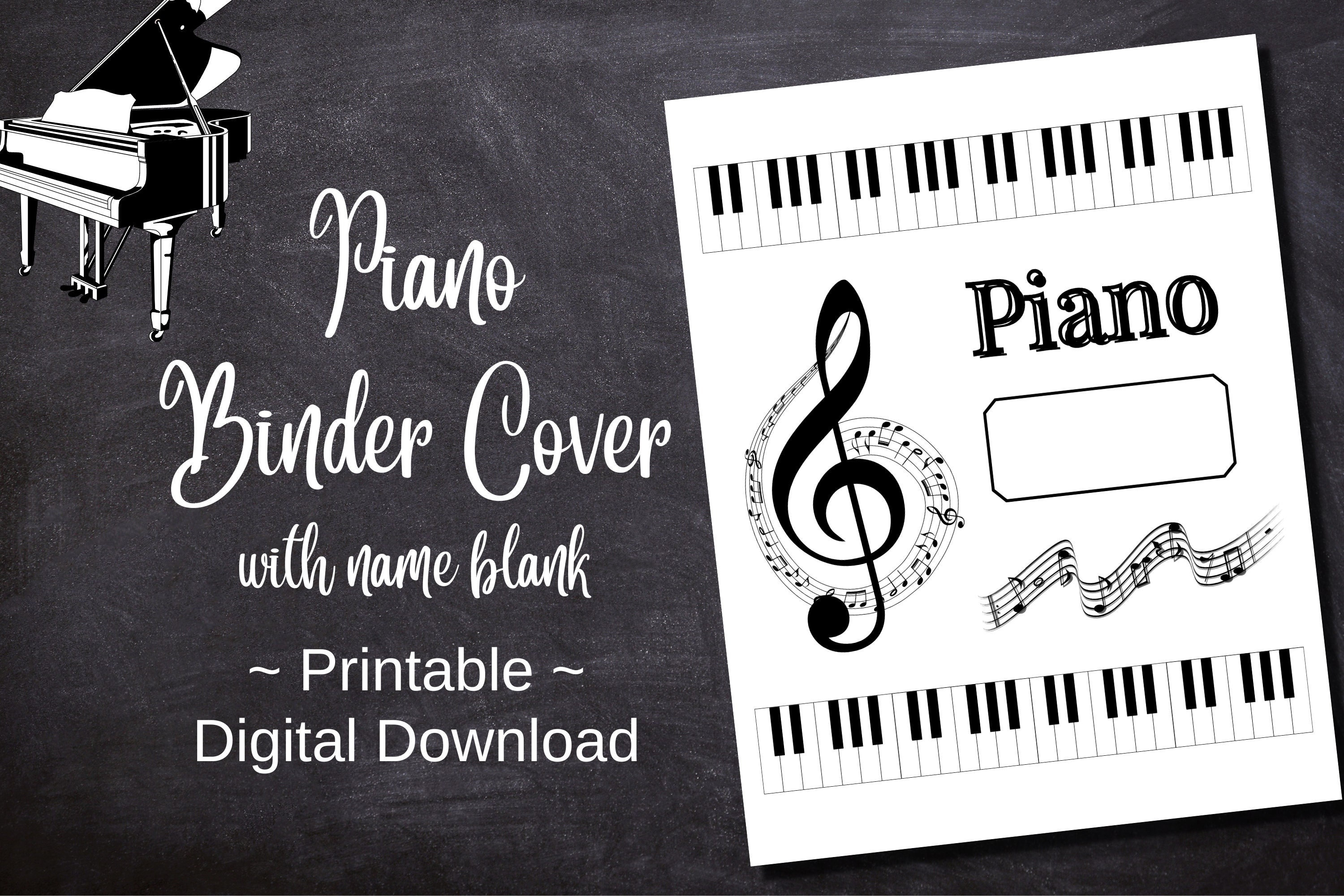 Piano Binder Cover With Name Blank Printable / Letter Size / Piano ...