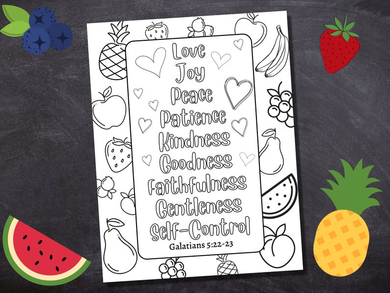 Fruit of the Spirit Coloring Page Printable / Bible Verse/ Sunday ...