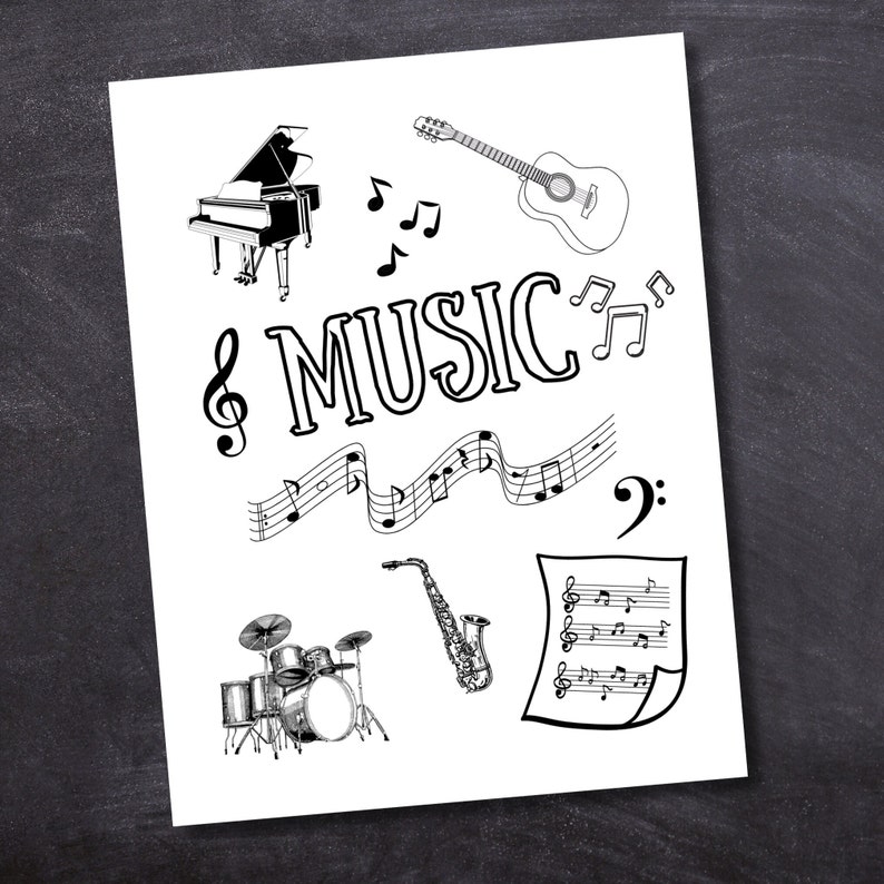 MUSIC Binder Cover Printable / Letter Size / School Binder Cover ...