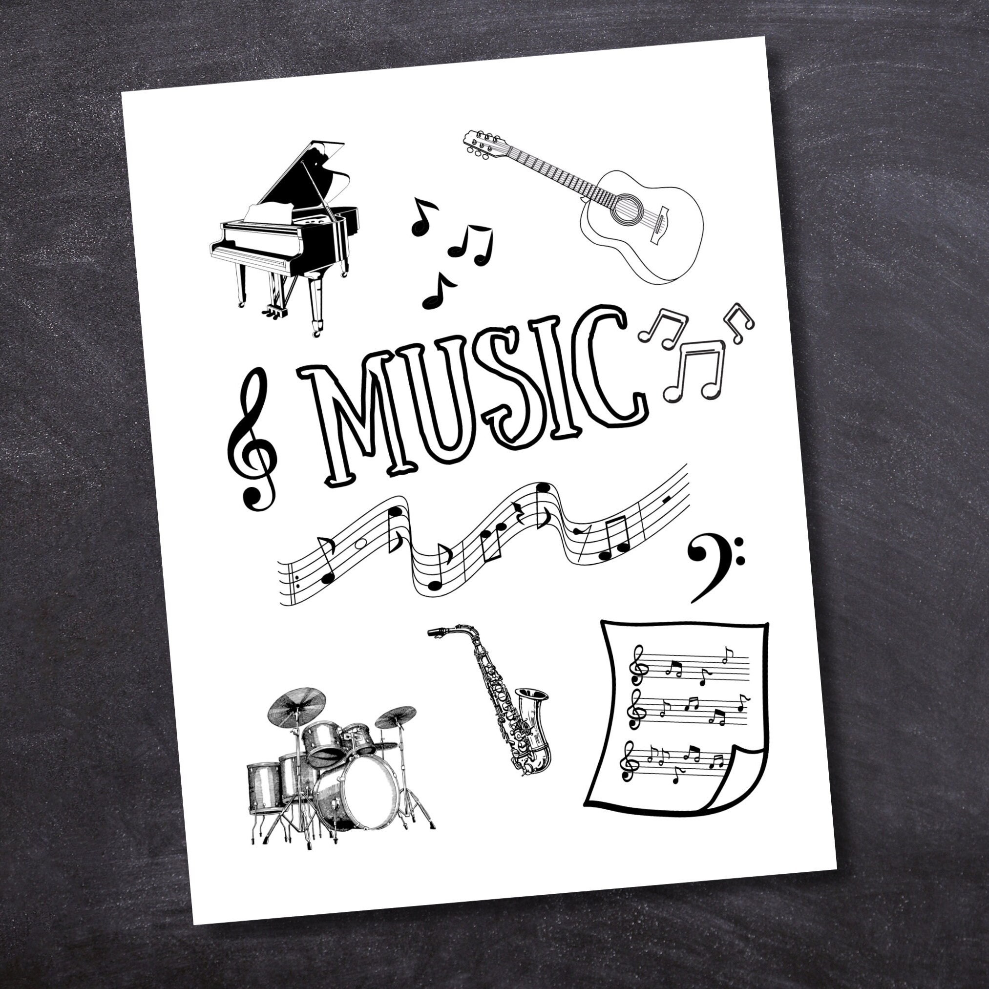 MUSIC Binder Cover Printable / Letter Size / School Binder Cover ...