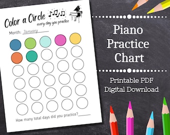 Piano Practice Chart Printable / Piano Practice Log Template / Piano ...