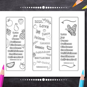 Fruit of the Spirit Bookmarks Printable / Bible Verse/ Sunday School ...
