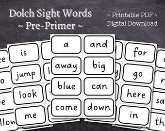 40 Dolch Sight Words Pre-kindergarten Printable / Preschool / | Etsy ...