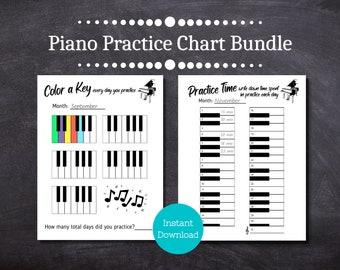 Piano Practice Chart Printable / Piano Practice Log Template / Piano ...