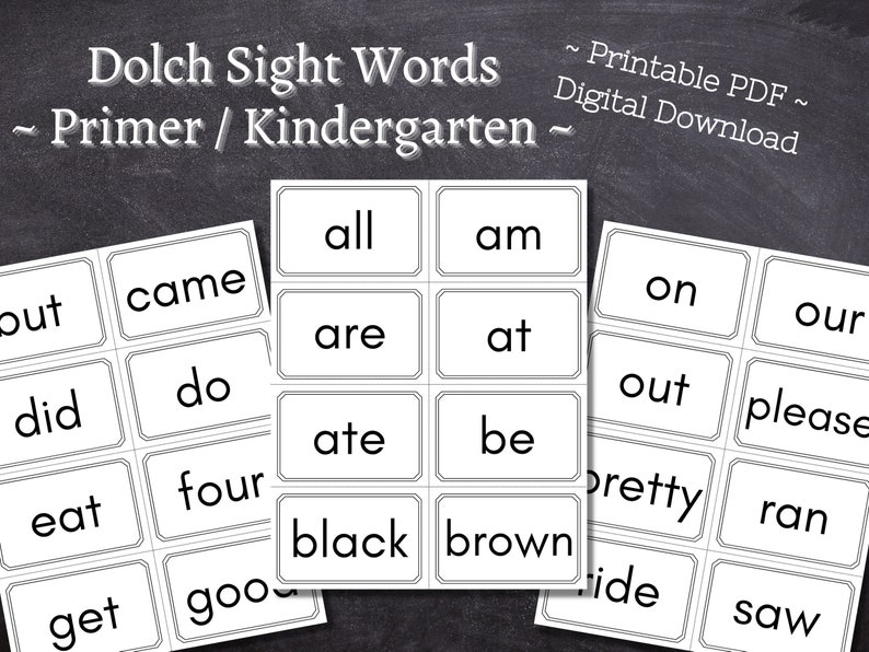 52 Dolch Sight Words Primer Printable / Kindergarten Sight | Etsy